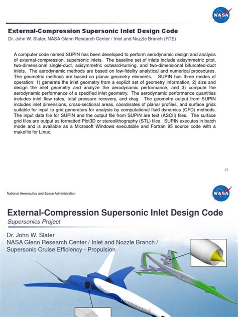 Supersonic External Compression Inlet Design Drag Physics Shock Wave