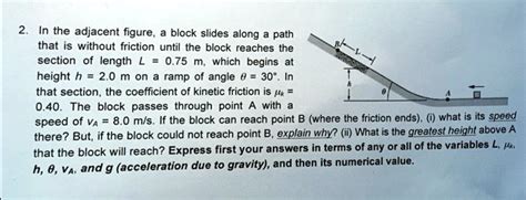 solved in the adjacent figure block slides along path that is without