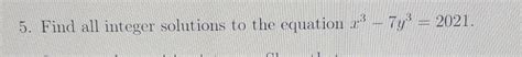 Solved Find All Integer Solutions To The Equation Chegg Com