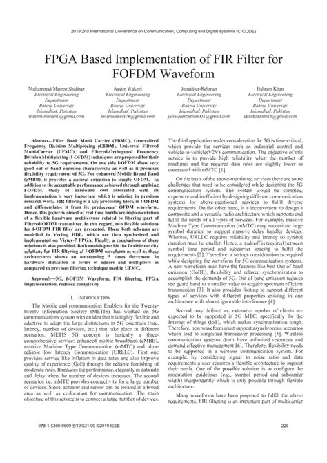 Pdf Fpga Based Implementation Of Fir Filter For Fofdm Waveform
