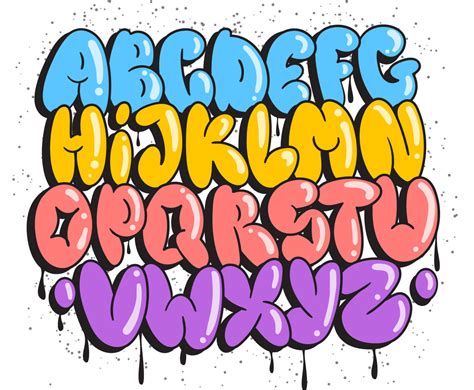 Alphabet Bubble Graffity Letters Vector Art And Graphics