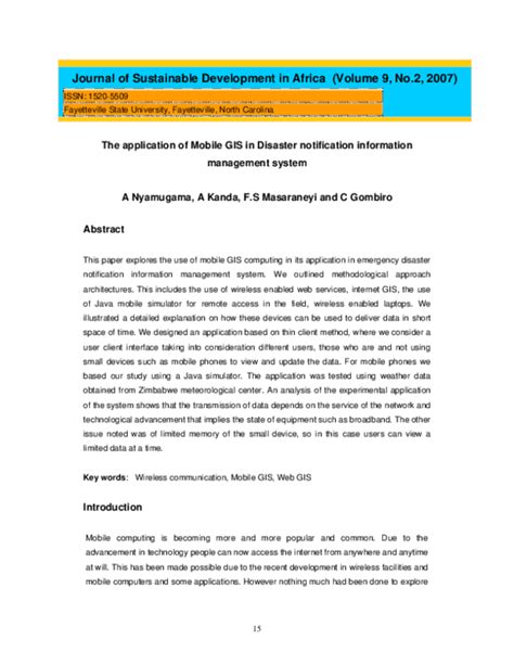 Pdf The Application Of Mobile Gis In Disaster Notification Information Management System