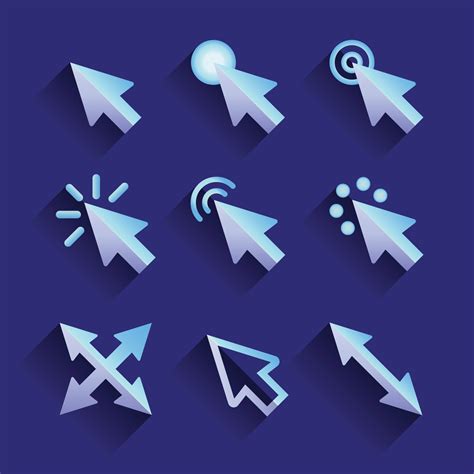 Arrow Mouse Cursor Icon Set Vector Art At Vecteezy