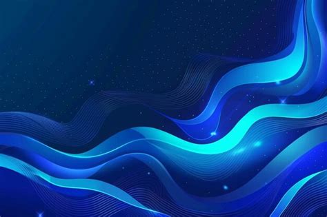 Luminous Waveforms Glowing Blue Gradient In Flowing Shapes Design Abstract Background Premium