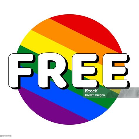 현대 스타일에서 무료 단어로 비문 무지개 Lgbt 프라이드 플래그의 동그라미 버튼 아이콘 같음 및 공차 개념 요소입니다 벡터