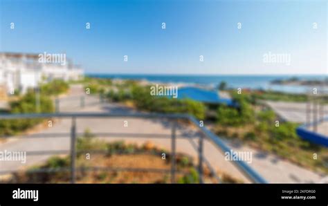 abstract defocused sea view with clear blur sky view from high floor