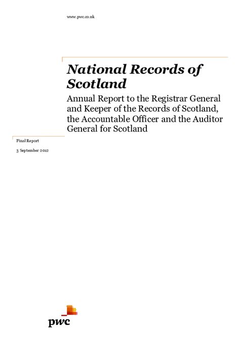 National Records Of Scotland Annual Audit 201112 Audit Scotland