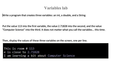 Solved Variables Lab Write A Program That Creates Three Chegg