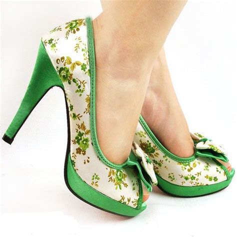 Green Floral Peeptoe Shoe Spc 6144 Sexyplusclass High Class Heels For Heels Green