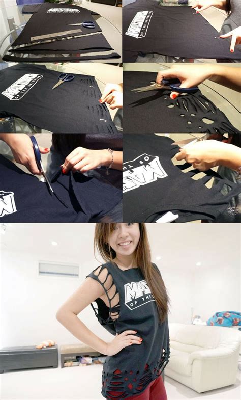 Diy Lace Slanted Rectangles Sleeve T Shirt
