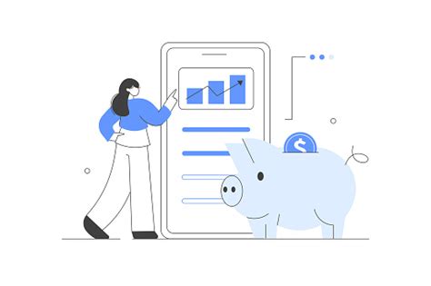 돈을 투자하는 캐릭터 저금통 재무 그래프 차트 다이어그램 및 기타 데이터를 분석합니다 거래 개념 주식 시장 분석 평면 만화 벡터 일러스트 레이 션 아이콘 스타일리시한 추상