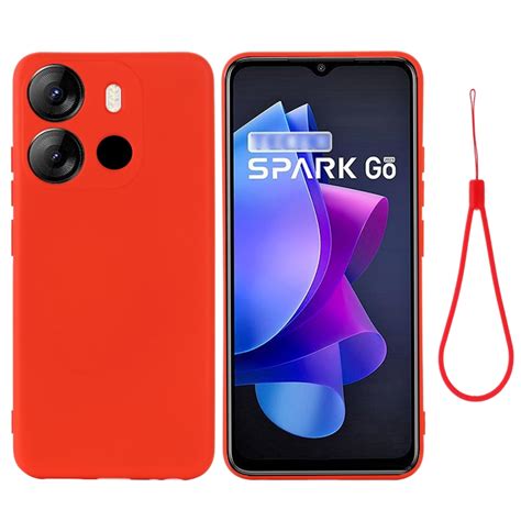 Tecno Spark Go 2023 Pop 7 Pro Pop 7용 순수 컬러 액체 실리콘 충격 방지 전화 케이스 빨간색