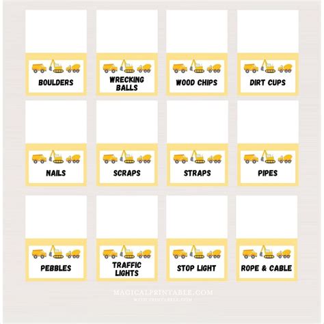 Construction Party Labels Printabell • Express
