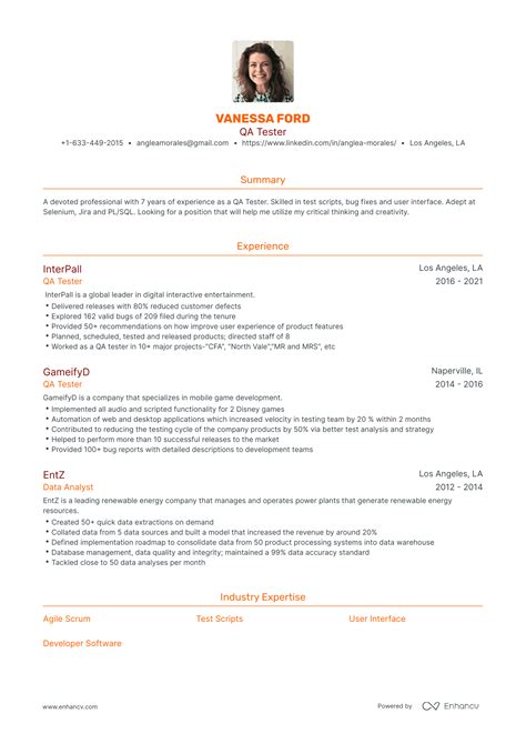 QA Tester Resume Examples Guide For