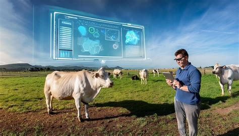 A Hightech Cattle Monitoring System In Use At A Modern Farm Premium
