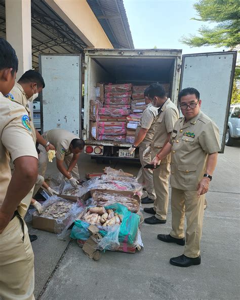 ឃាត់ចាប់ ជើង ជ្រូក និង អណ្ដាត ជ្រូក បង្កក ខូចគុណភាព ជិត ៣ តោន ដឹក ពី ខេត្ត ព្រះ សីហ នុ មក