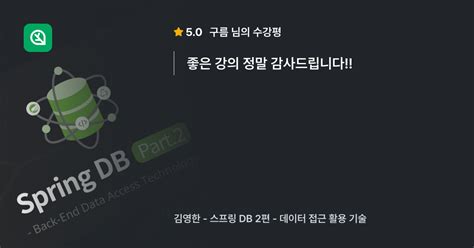 구름님의 생생한 수강평 스프링 Db 2편 데이터 접근 활용 기술 인프런 수강평