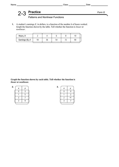 Patterns And Nonlinear Functions