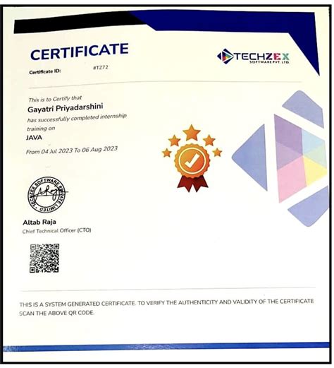 Gayatri Priyadarshini On Linkedin Techzex Internship Completed