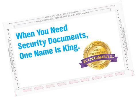 Pressure Seal Documents King Printing Solutions