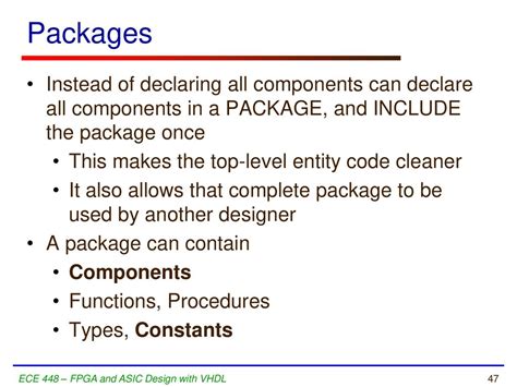 ece 448 lecture 6 modeling of circuits with a regular structure aliases constants packages