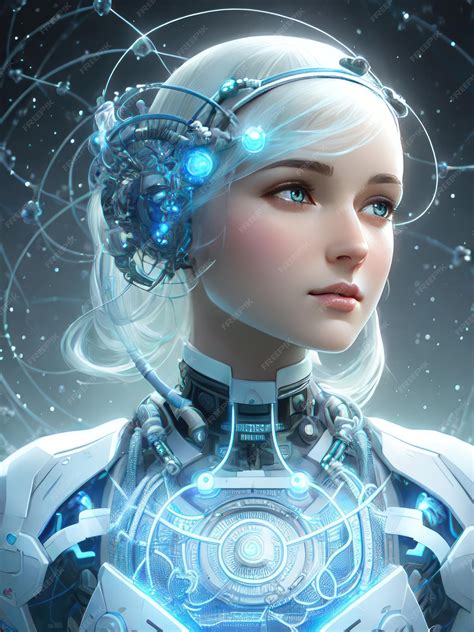 Premium Photo Neural Network Cyber Female Robot Head Humanoid Womanoid 3d Render Illustration