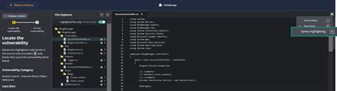How To Disable Syntax Highlighting When Playing A Challenge Secure Code Warrior