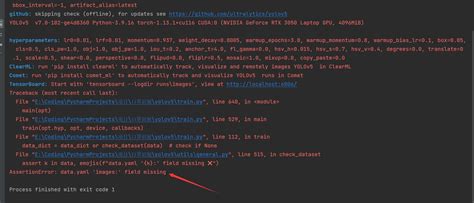 Assertionerror Datayaml Images Field Missing · Issue 10996 · Ultralyticsyolov5 · Github