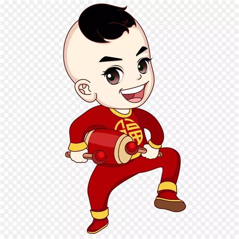 卡通男福娃敲腰鼓PNG图片素材下载 图片编号7261089 PNG素材网