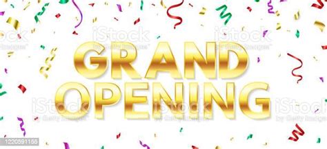 컬러 반짝 떨어지는 색종이와 그랜드 오프닝 배경 축하 템플릿입니다 비즈니스 개막식 공지 배너 벡터 일러스트레이션 Carnival에 대한 스톡 벡터 아트 및 기타 이미지