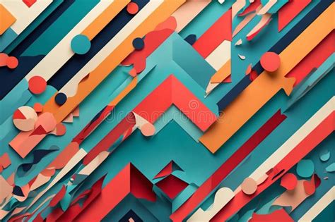 Vibrant Abstract Background With Various Shapes Generative Ai Stock