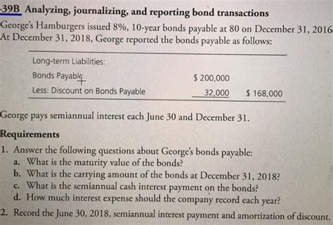Solved Analyzing Journalizing And Reporting Bond
