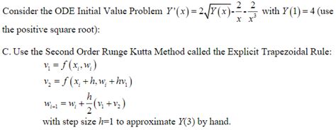 Solved 2 2 Consider The Ode Initial Value Problem Yx