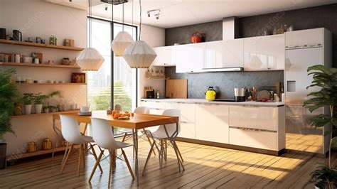 무료 스튜디오 아파트 부엌 인테리어 3d 개념 Ppt 배경 Slidesdocs