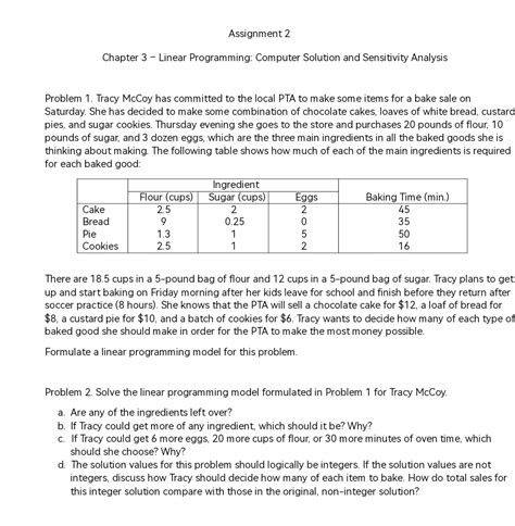 Assignment 2 Chapter 3 Linear Programming Studyx