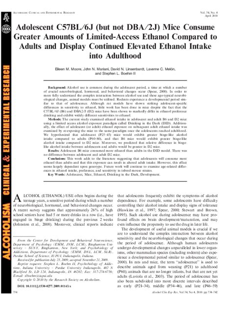 Pdf Adolescent C57bl 6j But Not Dba 2j Mice Consume Greater Amounts Of Limited‐access