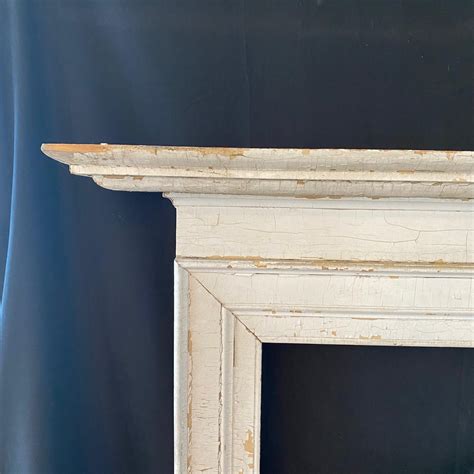 Painted White Distressed Antique Fireplace Mantel With Detailed