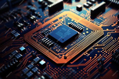 Close Up Of Electronic Circuit Board Technology Background 3d Rendering Premium Ai Generated Image