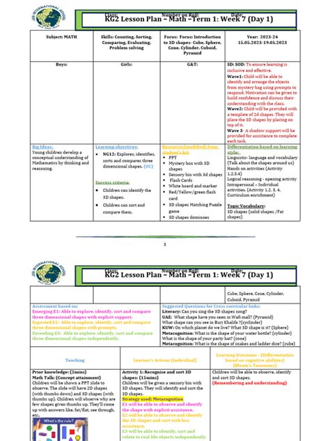 T1 Week 7 Day 1 Introduction To 3d Shapes Pdf Learning Shape
