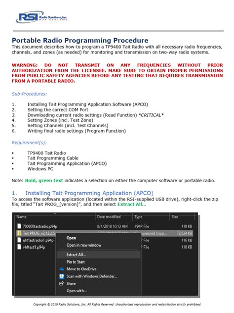 Portable Radio Programming Procedure Pdf Microsoft Windows Radio