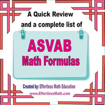 A Quick Review And A Complete List Of Asvab Mathematics Formulas