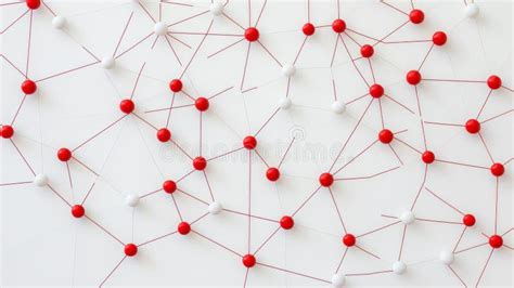 Red And White Molecular Structure Network On White Background Stock