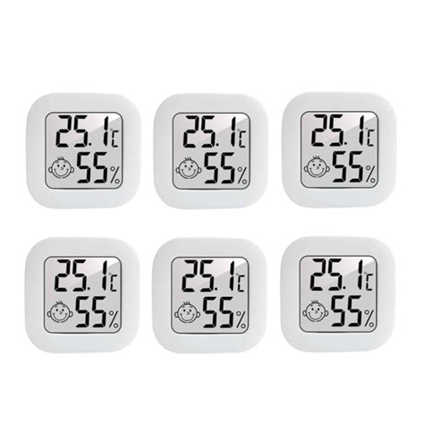 6pcs Mini Digital Thermometer Hygrometer Indoor Humidity Gauge Meter Lcd Display Temperature