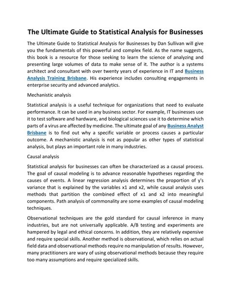 PPT The Ultimate Guide To Statistical Analysis For Businesses PowerPoint Presentation ID