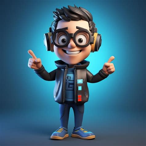 Premium Photo Happy Cartoon 3d Programmer Hacker