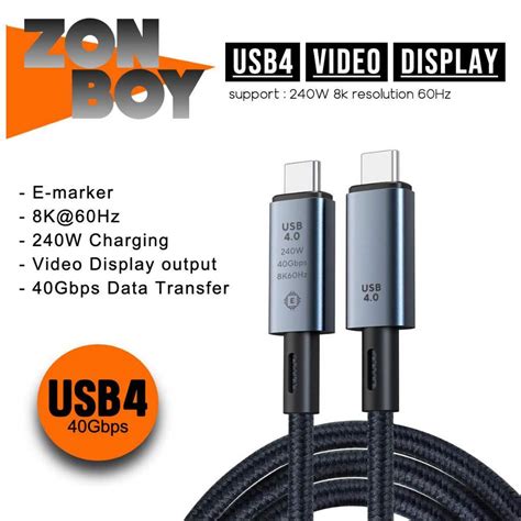 USB4 8K 60Hz 240W Type C 40Gbps Gen3 PD USB 4 Compatible Video Audio Output Display Port PCIe