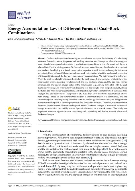 Pdf Energy Accumulation Law Of Different Forms Of Coalrock Combinations