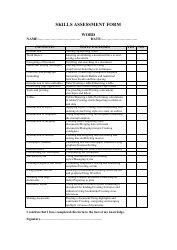 Skills Assessment Form Fill Out Sign Online And Download PDF Templateroller