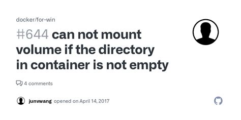Can Not Mount Volume If The Directory In Container Is Not Empty · Issue 644 · Dockerfor Win