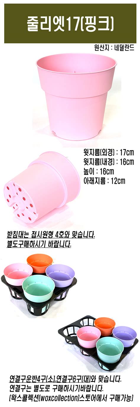 줄리엣17화분핑크 플라스틱화분 모종 분갈이흙 플분